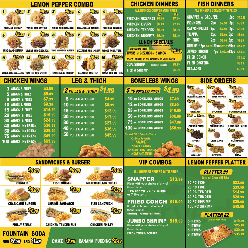 J Lemon Pepper fish & Chicken menus in Columbus, Ohio, United States