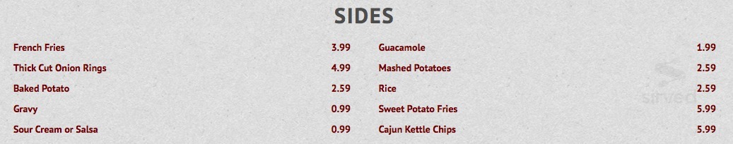 Snooty Fox menu in Fredericton, New Brunswick, Canada