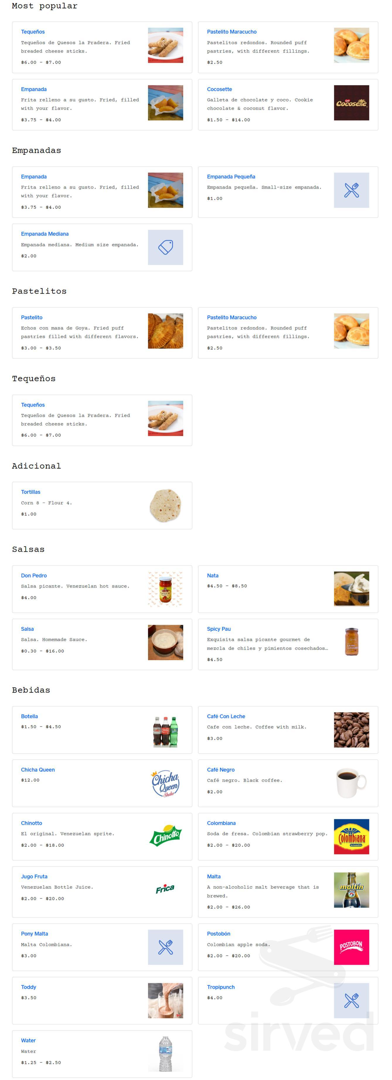 Menu - Katy TX's Sabor Venezolano (Abasto) | Sirved