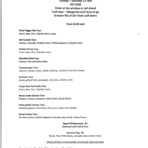 3 Bridges Brewing menu in Venice, Florida, USA