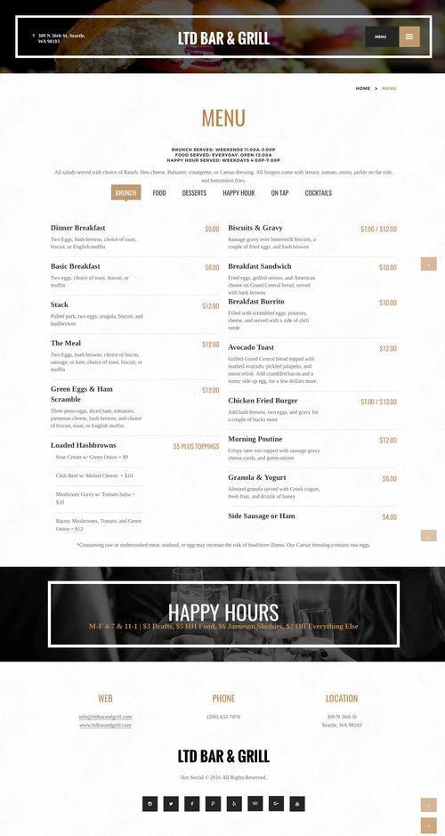 LTD Bar and Grill menu in Seattle, Washington, USA