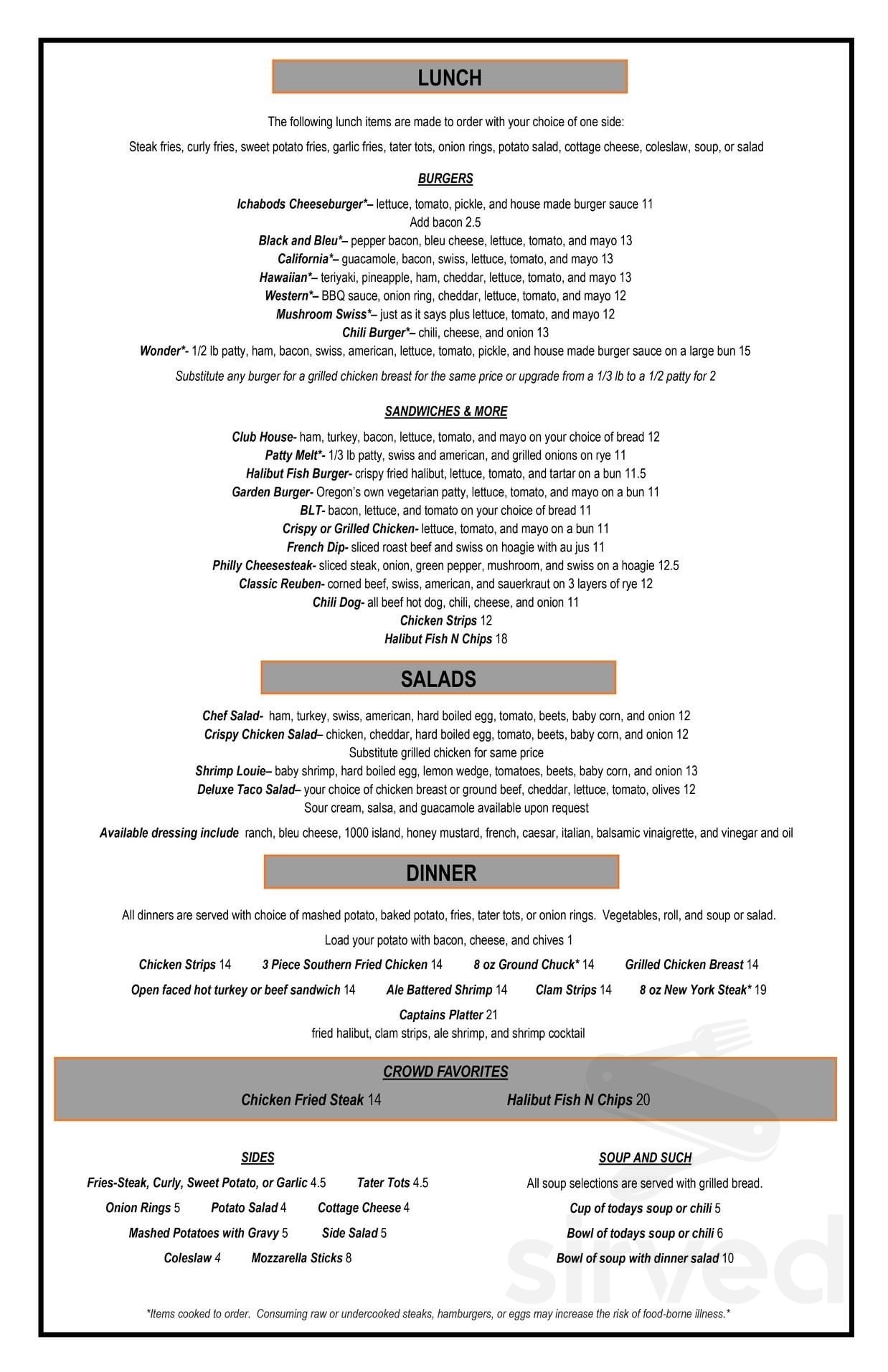 Ichabod's Restaurant menus in Scappoose, Oregon, United States