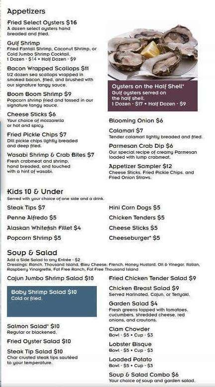 Captain's Galley menu in Dandridge, Tennessee, USA