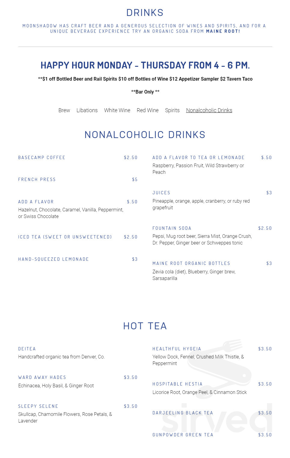 MoonShadow menus in McHenry, Maryland, United States