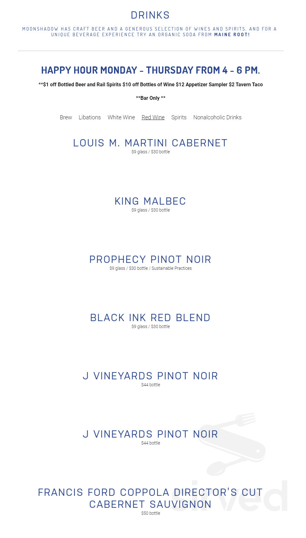 MoonShadow menus in McHenry, Maryland, United States