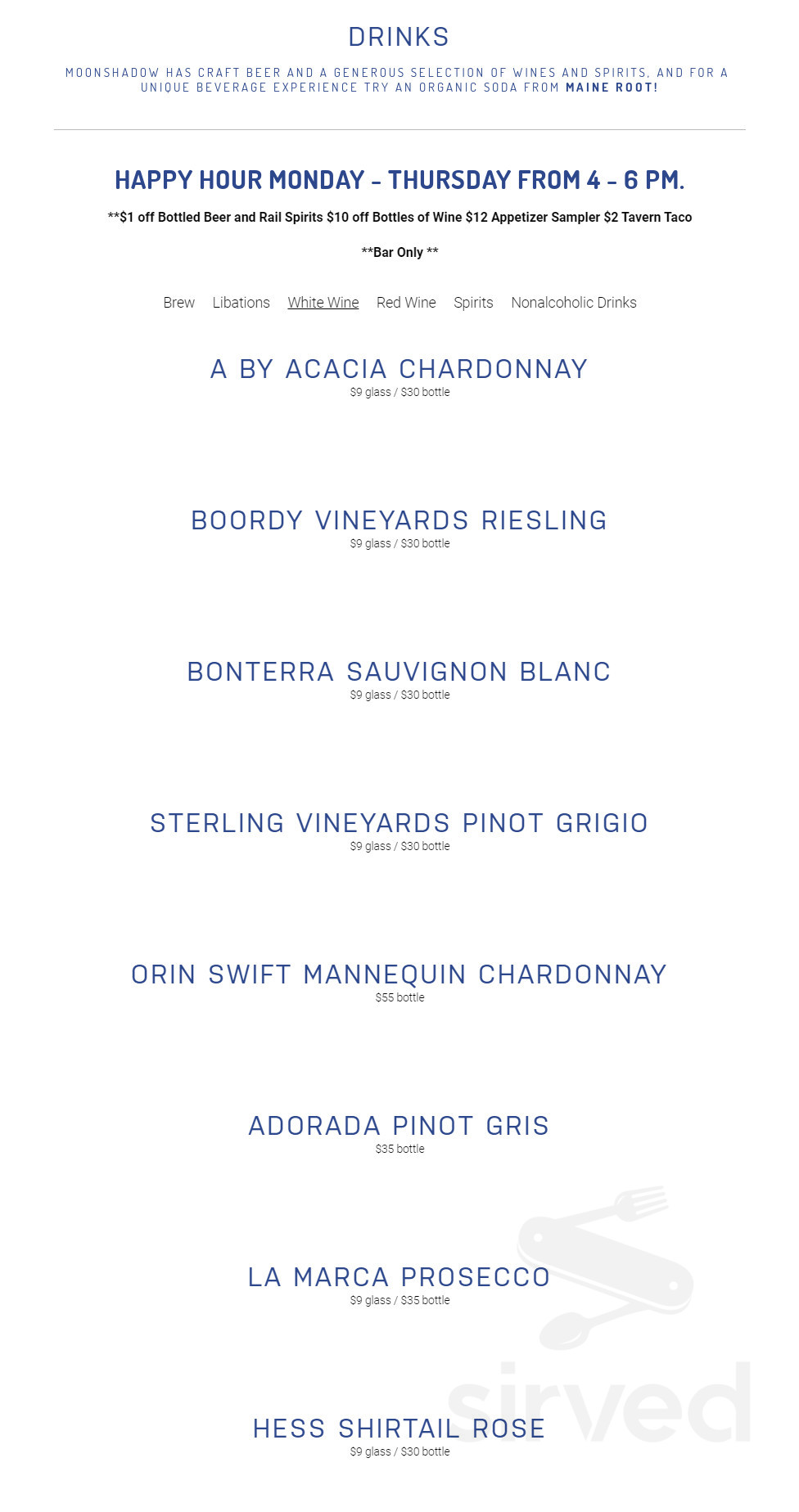 MoonShadow menus in McHenry, Maryland, United States