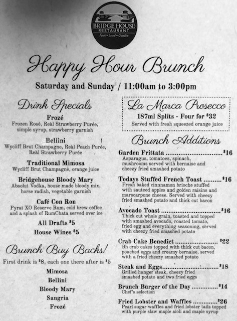 Bridge House Restaurant menu in Milford, Connecticut, USA