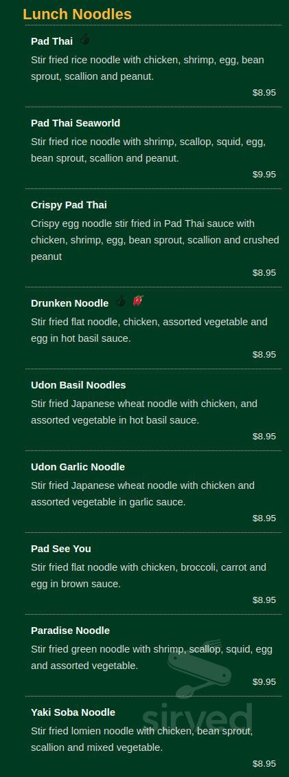 Menu - Boston MA's Kapow Thai Cuisine | Sirved