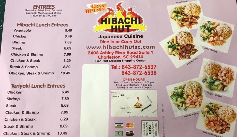 Hibachi Hut menus in Charleston, South Carolina, United States
