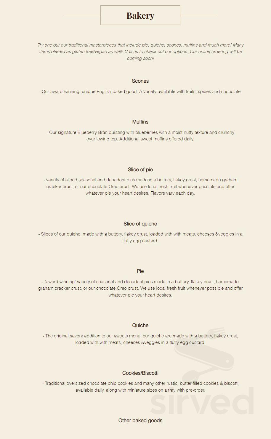 Pie Lady Cafe menu in Moorestown, New Jersey, USA