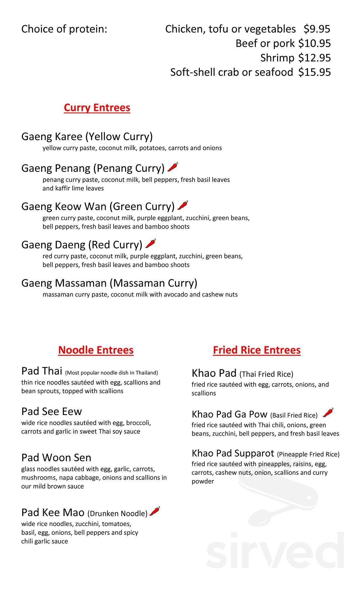 Thai Spice menu in Brooksville, Florida, USA