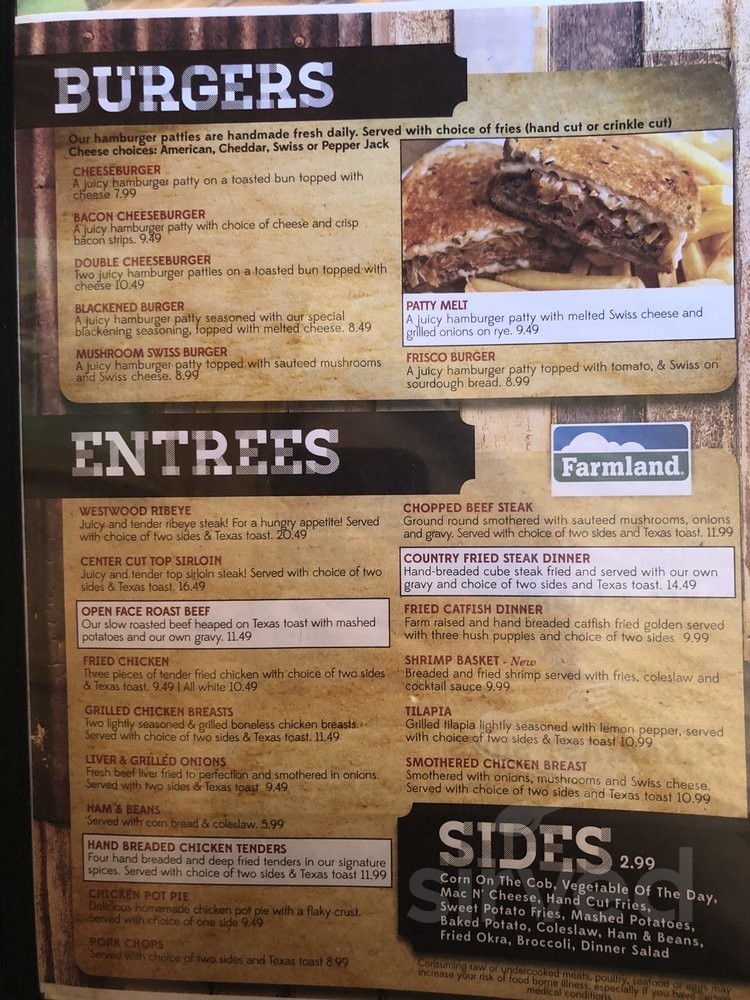 Menu - Richland MO's Westwood Truck Stop Cafe | Sirved