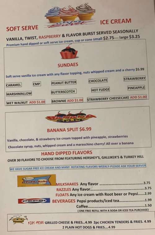 Cameo Drive-In Restaurant menu in Aspers, Pennsylvania, USA