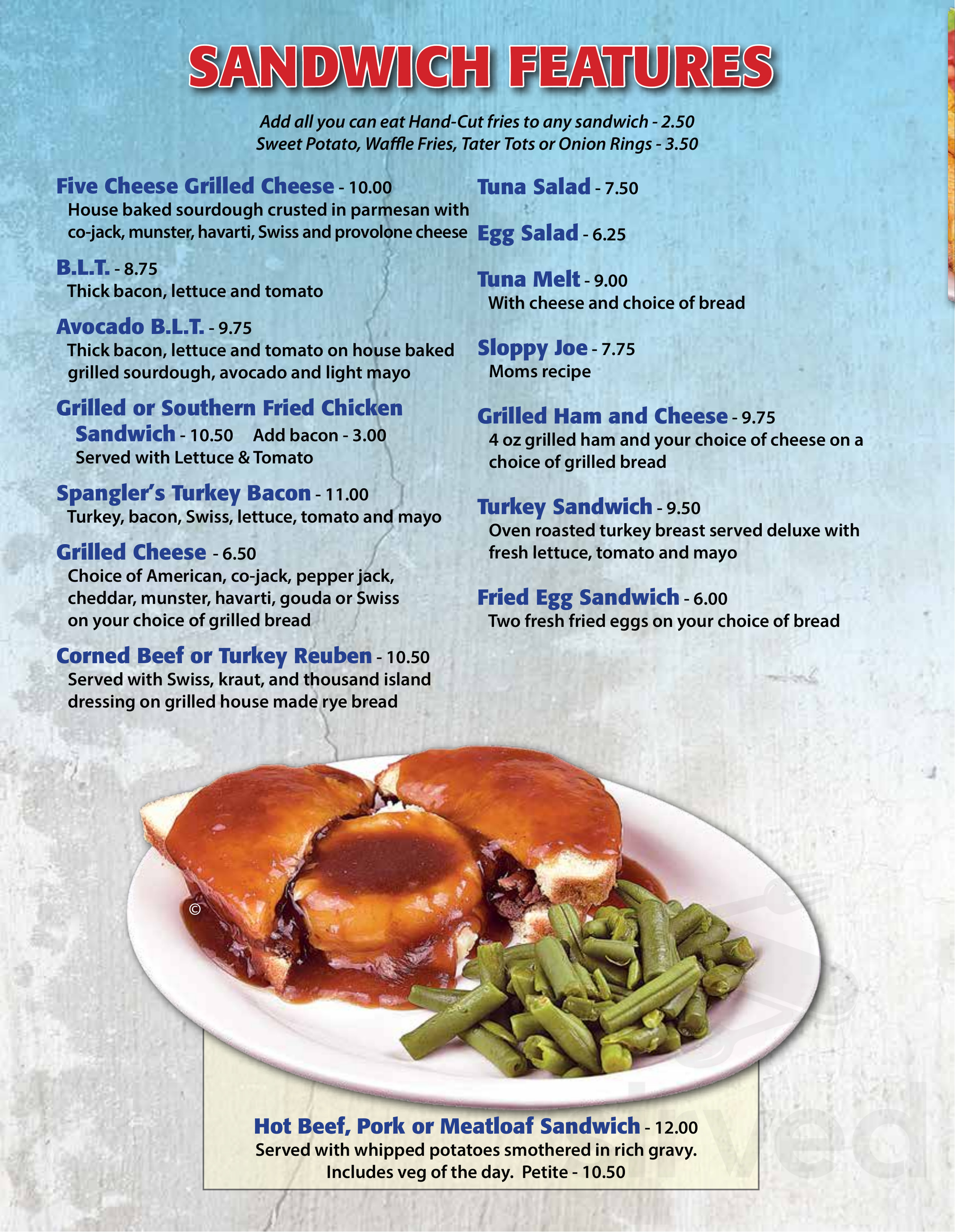 Spangler's Stock Yard Restaurant menu in Hillsdale, Michigan, USA