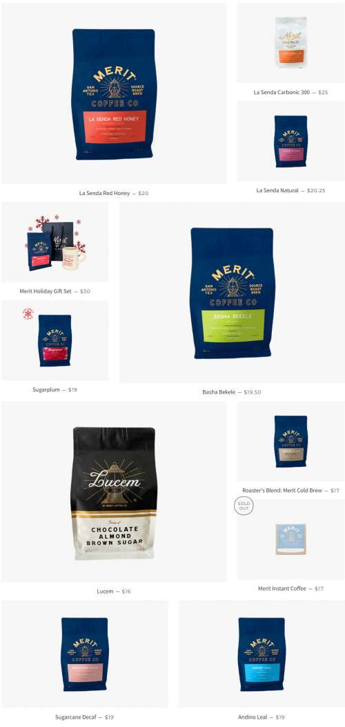 Merit Coffee menu in San Antonio, Texas, USA