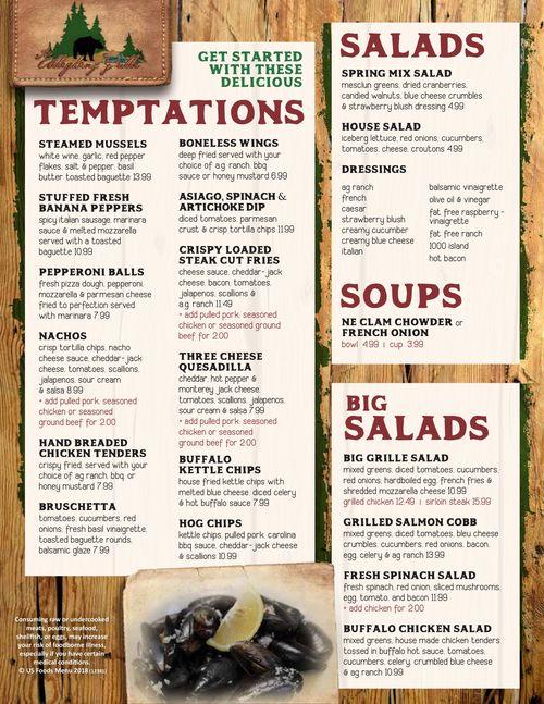 Allegheny Grille menu in Foxburg, Pennsylvania, USA