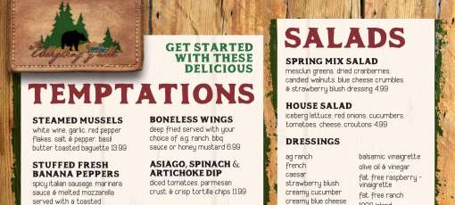 Menu for Allegheny Grille in Foxburg, PA | Sirved