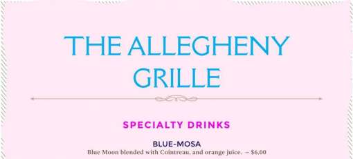 Menu for Allegheny Grille in Foxburg, PA | Sirved