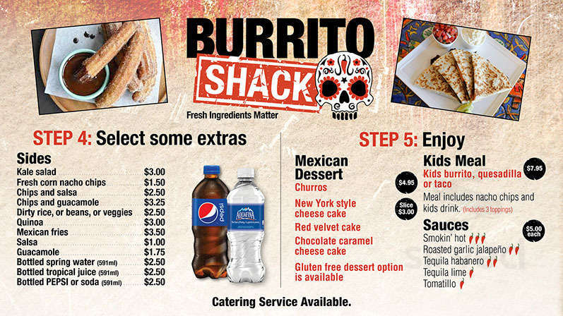 Burrito Shack menu in Ottawa, Ontario, Canada