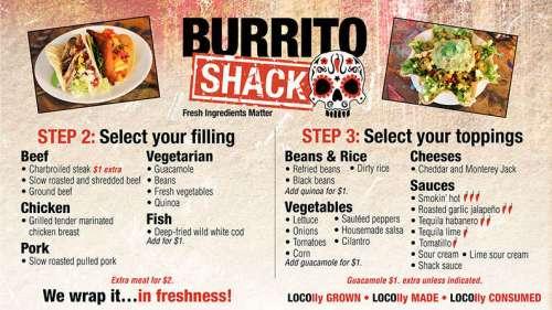 Burrito Shack menu in Ottawa, Ontario, Canada