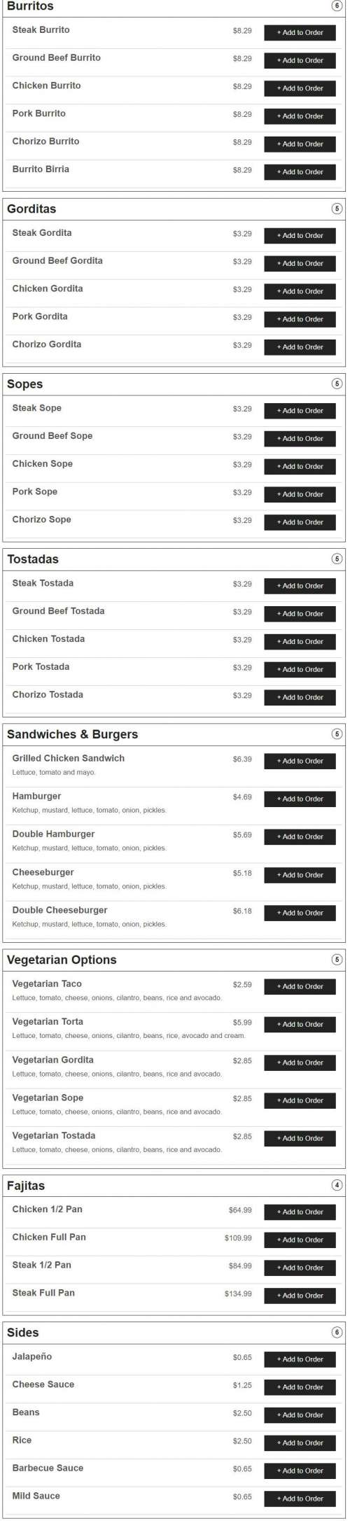 Diaz Tacos menu in Tinley Park, Illinois, USA
