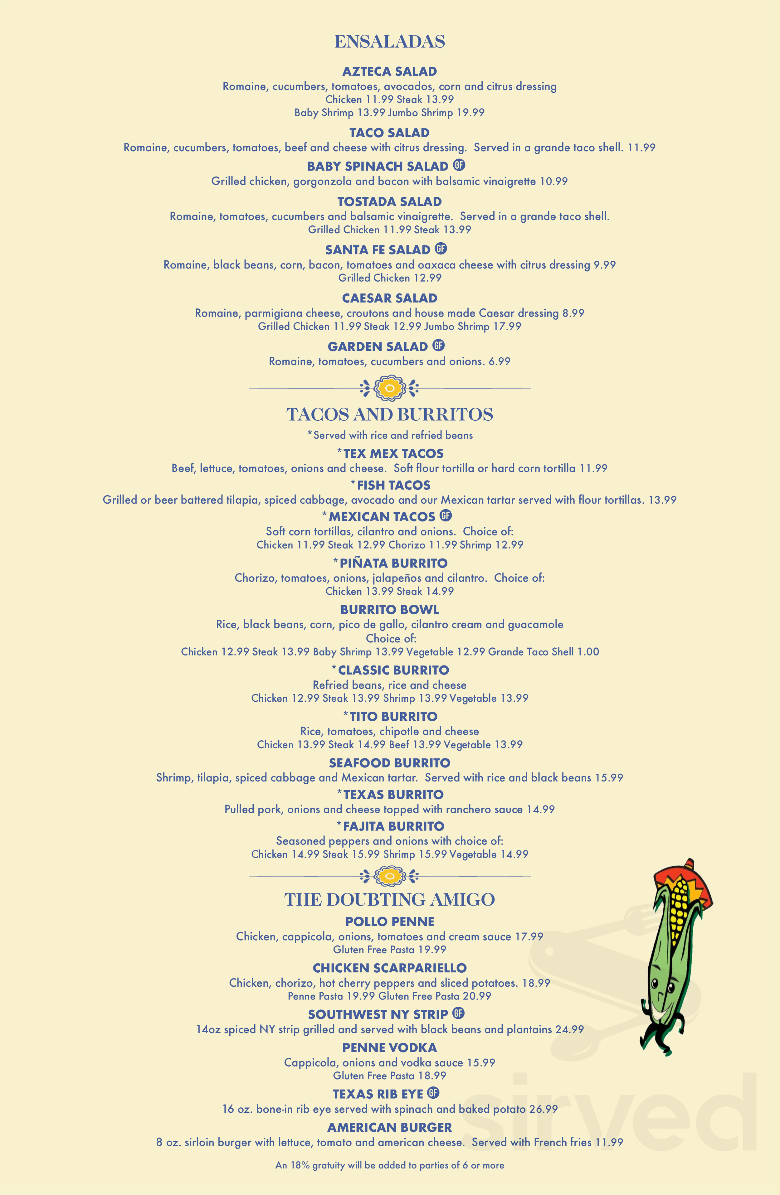 Menu - Seymour CT's Hot Tamale Mexican Grill & Bar | Sirved