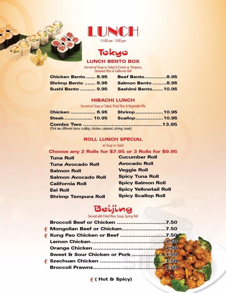 Tokyo & Beijing Sushi & BBQ & Chinese Cuisine menu in Pittsburg ...