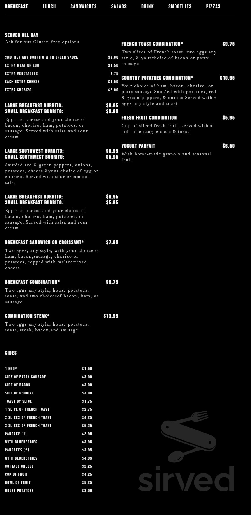 Midtown Cafe menu in Sheridan, Wyoming, USA