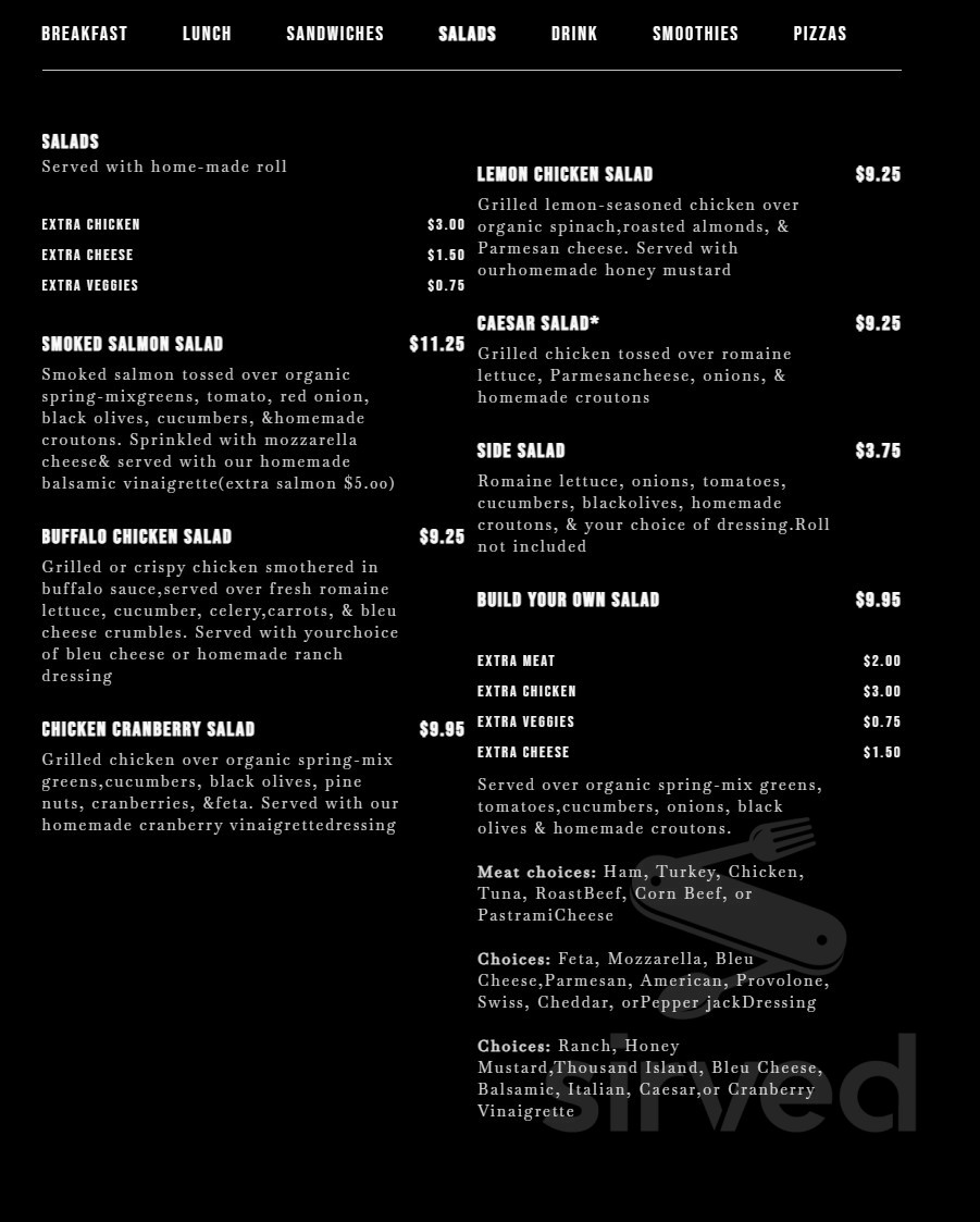 Midtown Cafe menu in Sheridan, Wyoming, USA