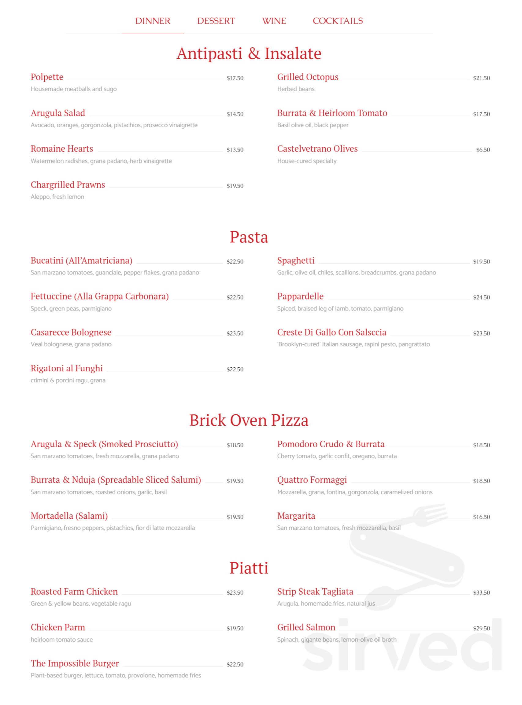 Bread & Tulips menu in New York, New York, USA