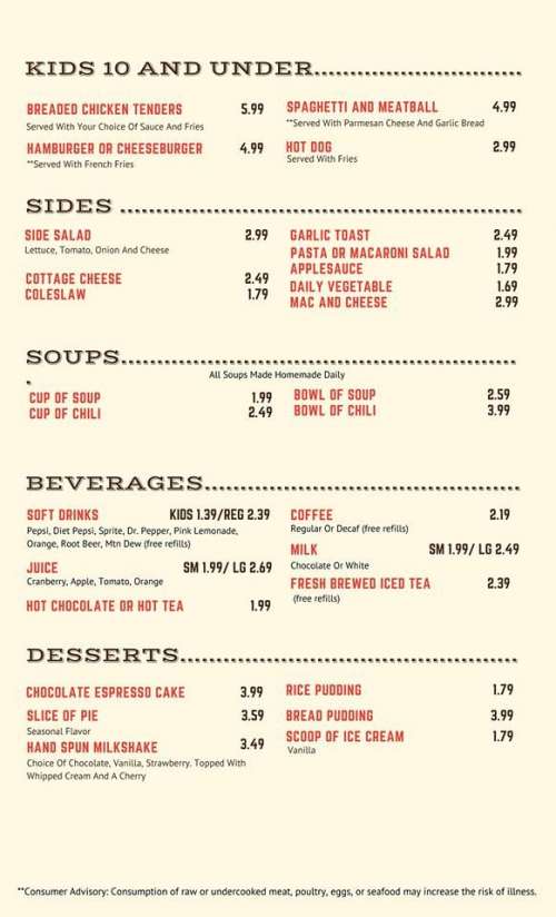 9ers Diner & Pub menu in Brunswick, Ohio, USA
