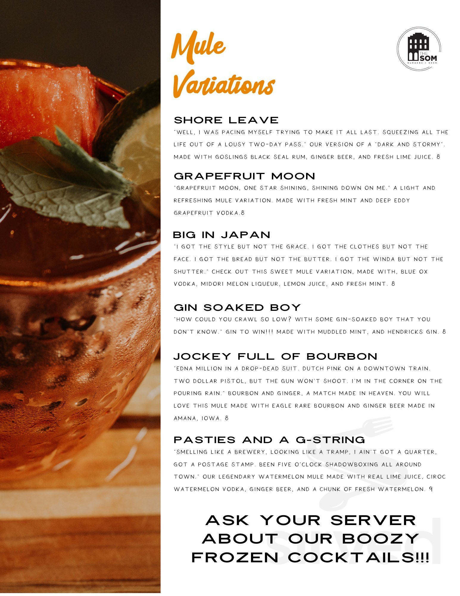 The Som menus in Burlington, Iowa, United States