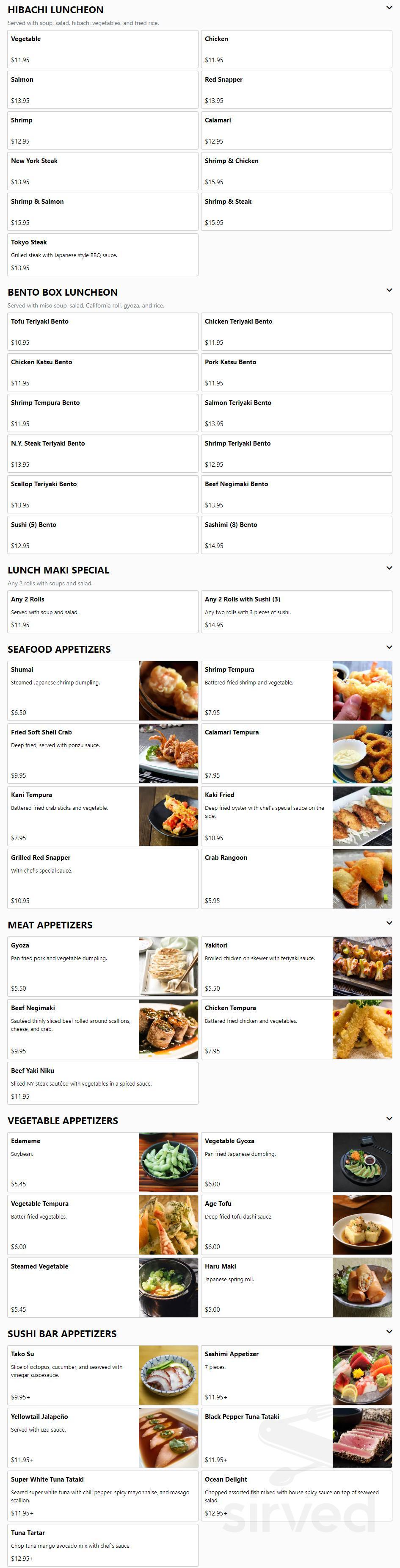 Oyama Sushi & Steakhouse menu in Cedar Rapids, Iowa, USA