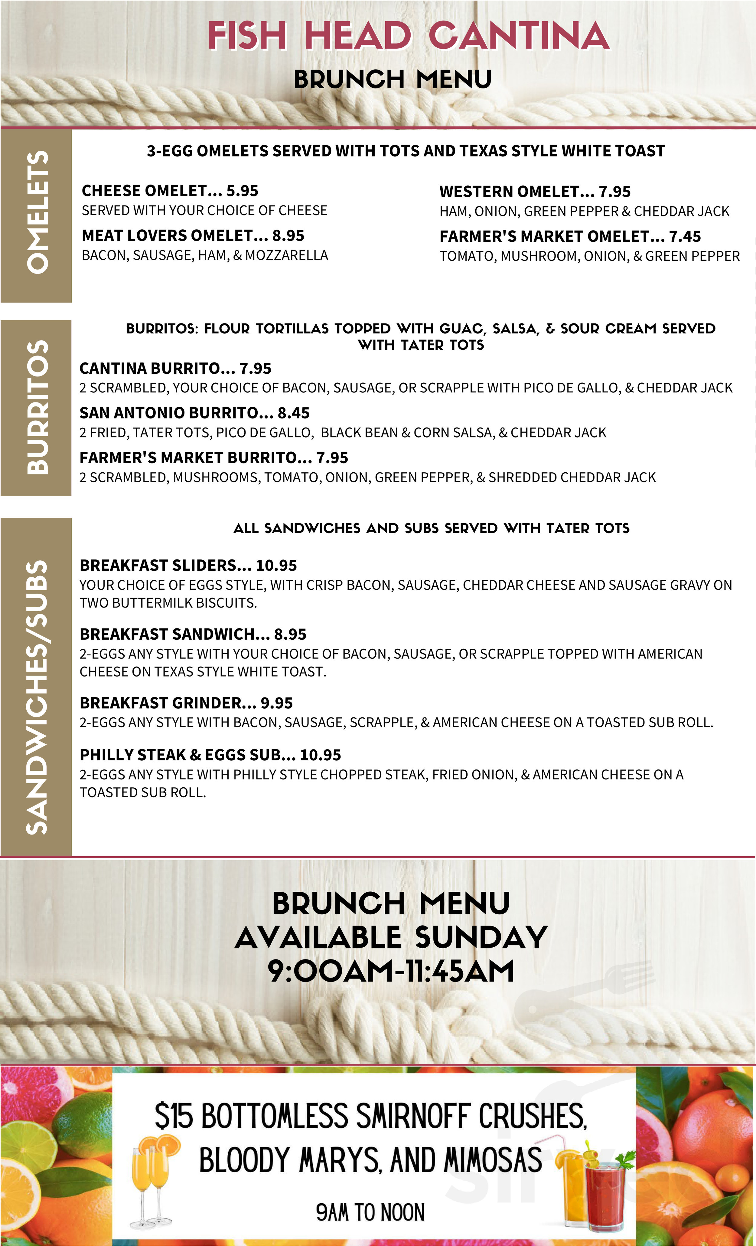 Fish Head Cantina & Rocking Sushi Bar menu in Halethorpe, Maryland, USA