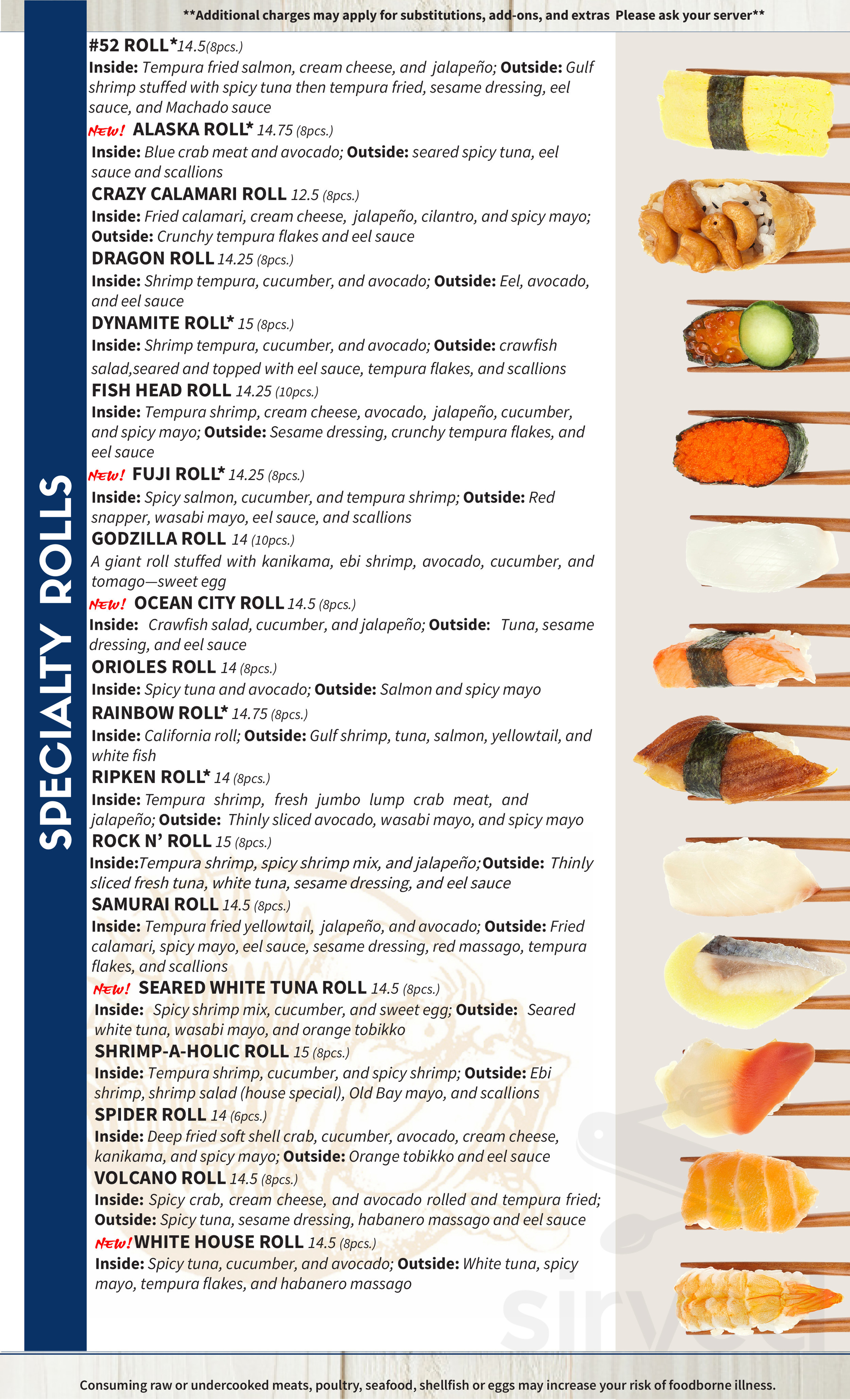Fish Head Cantina & Rocking Sushi Bar menu in Halethorpe, Maryland, USA
