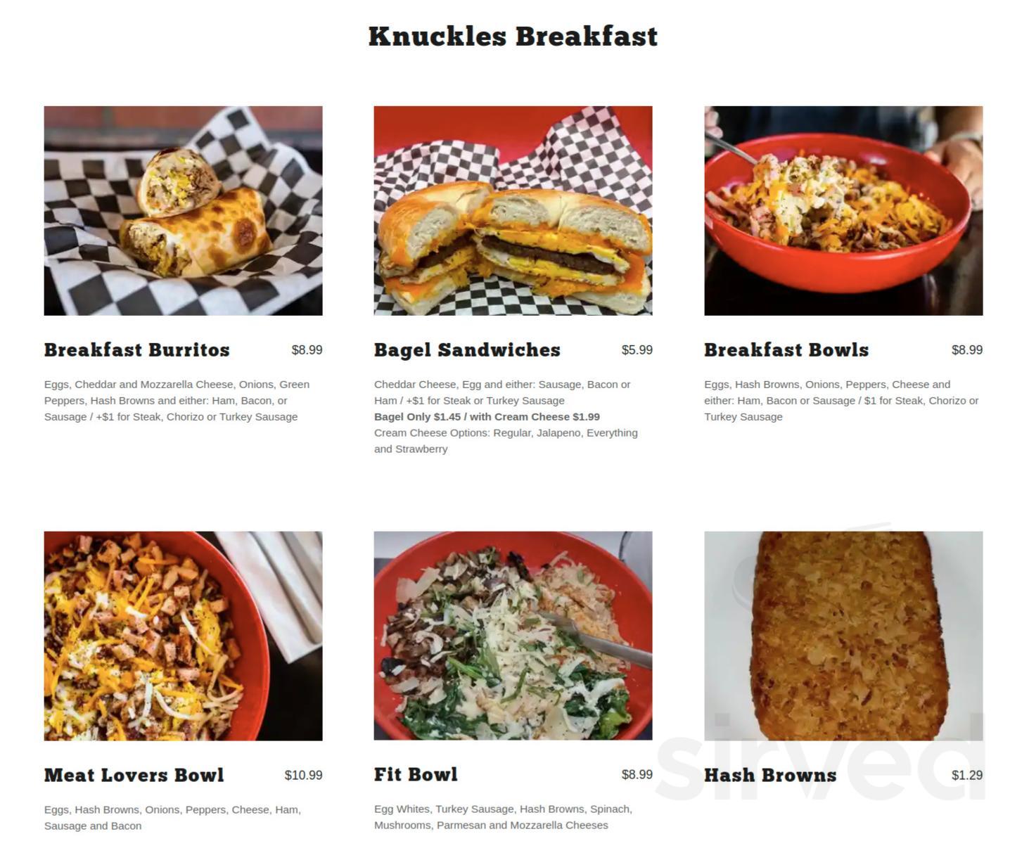 Knuckle Sandwiches menu in Mesa, Arizona, USA