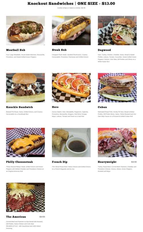 Knuckle Sandwiches menu in Mesa, Arizona, USA