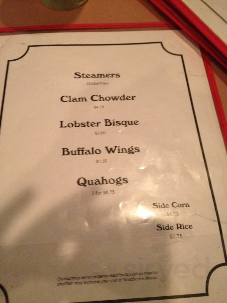 The Wooden Shoe menu in Dennis Port, Massachusetts, USA