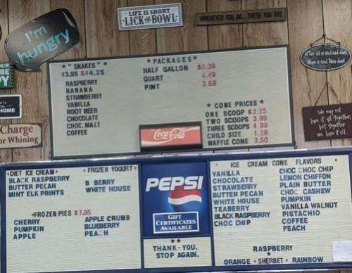 Hughes Penn Gold Ice Cream menu in Harrisville, Pennsylvania, USA