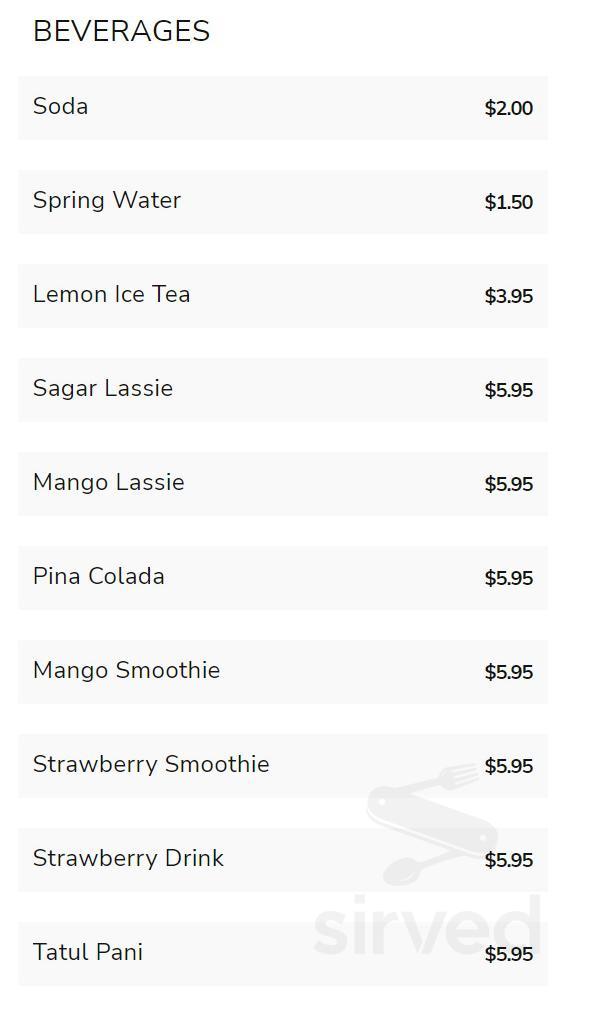 Sagar Chinese menu in Queens, New York, USA