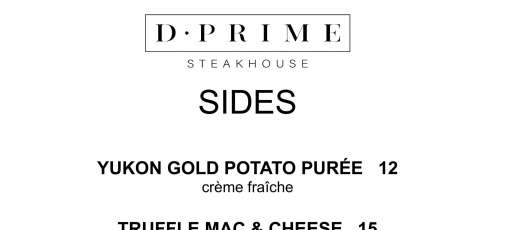 Menu for D.PRIME Steakhouse in Detroit, MI | Sirved