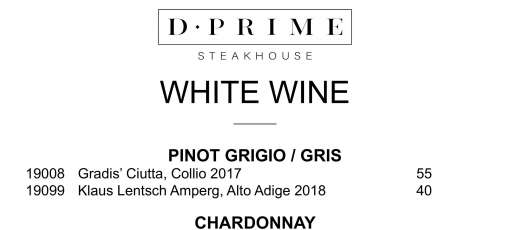 Menu for D.PRIME Steakhouse in Detroit, MI | Sirved