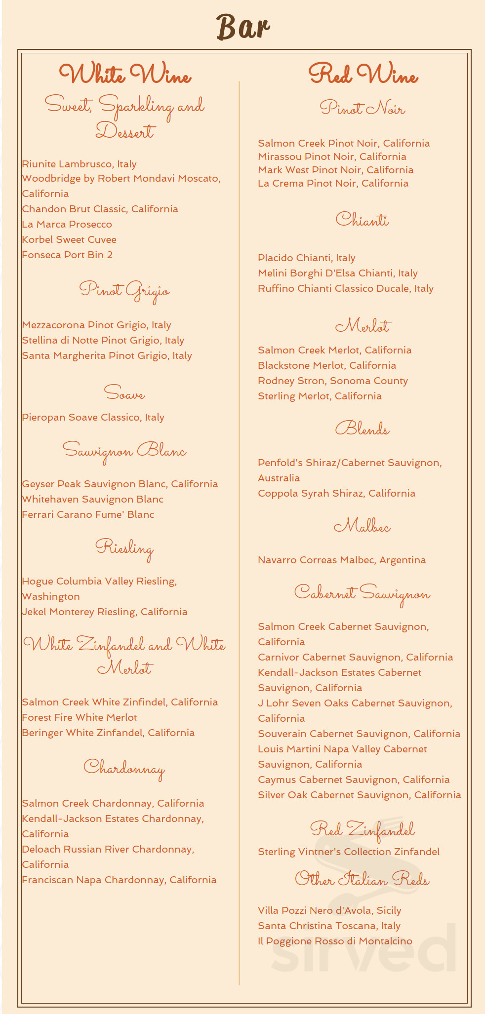 Pompeii Italian Grill menu in San Antonio, Texas, USA