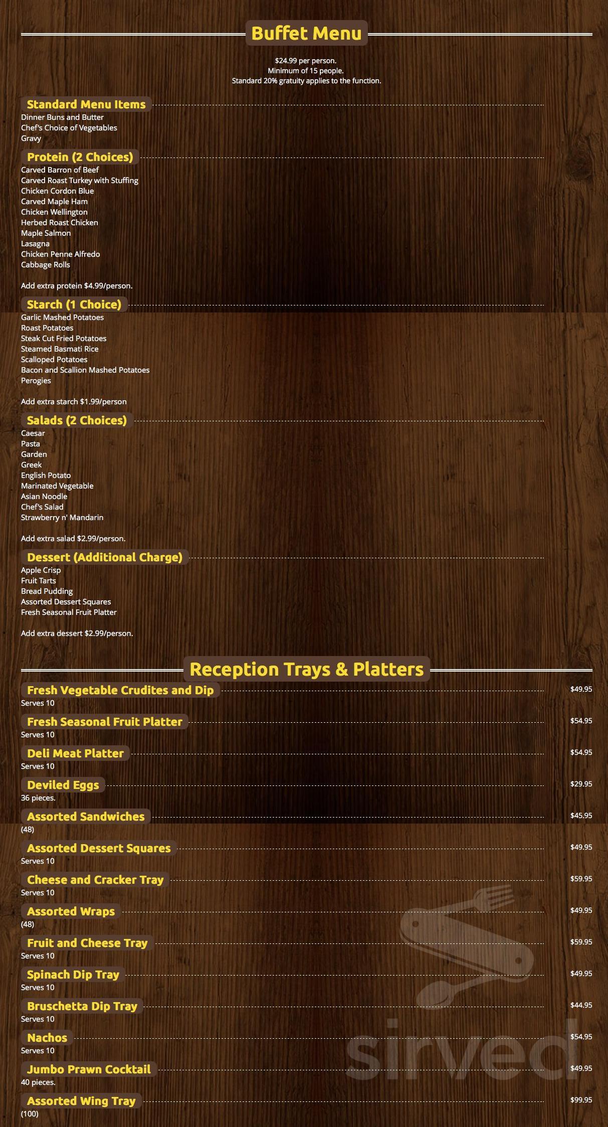 Menu for The Bear's Den in Fort Saskatchewan, AB | Sirved