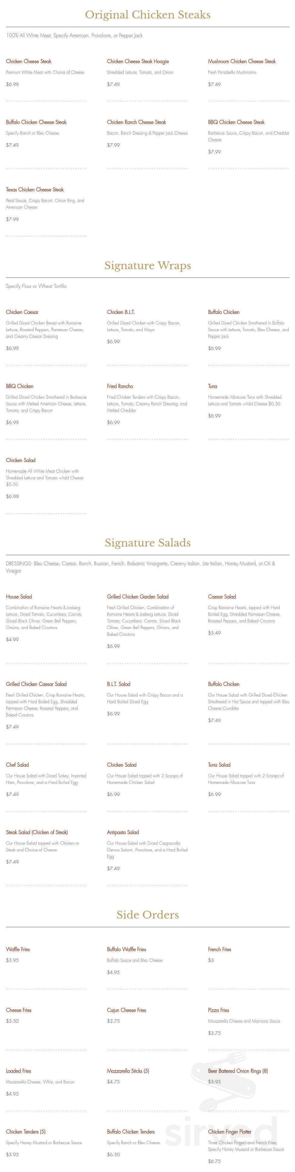 Menu - Huntingdon Valley PA's Heritage Hoagies | Sirved