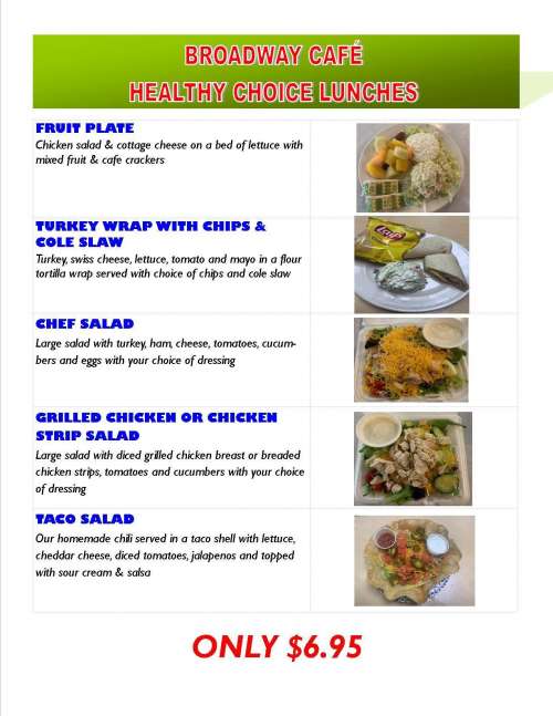 Broadway Cafe menu in Winchester, Kentucky, USA