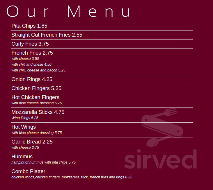 Boomers Subs & Deli menu in Worcester, Massachusetts, USA