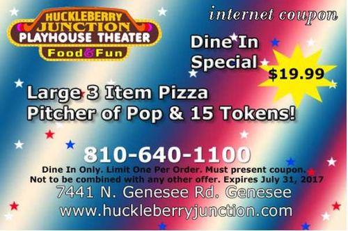 Huckleberry Junction Playhouse Theater menu in Genesee, Michigan, USA