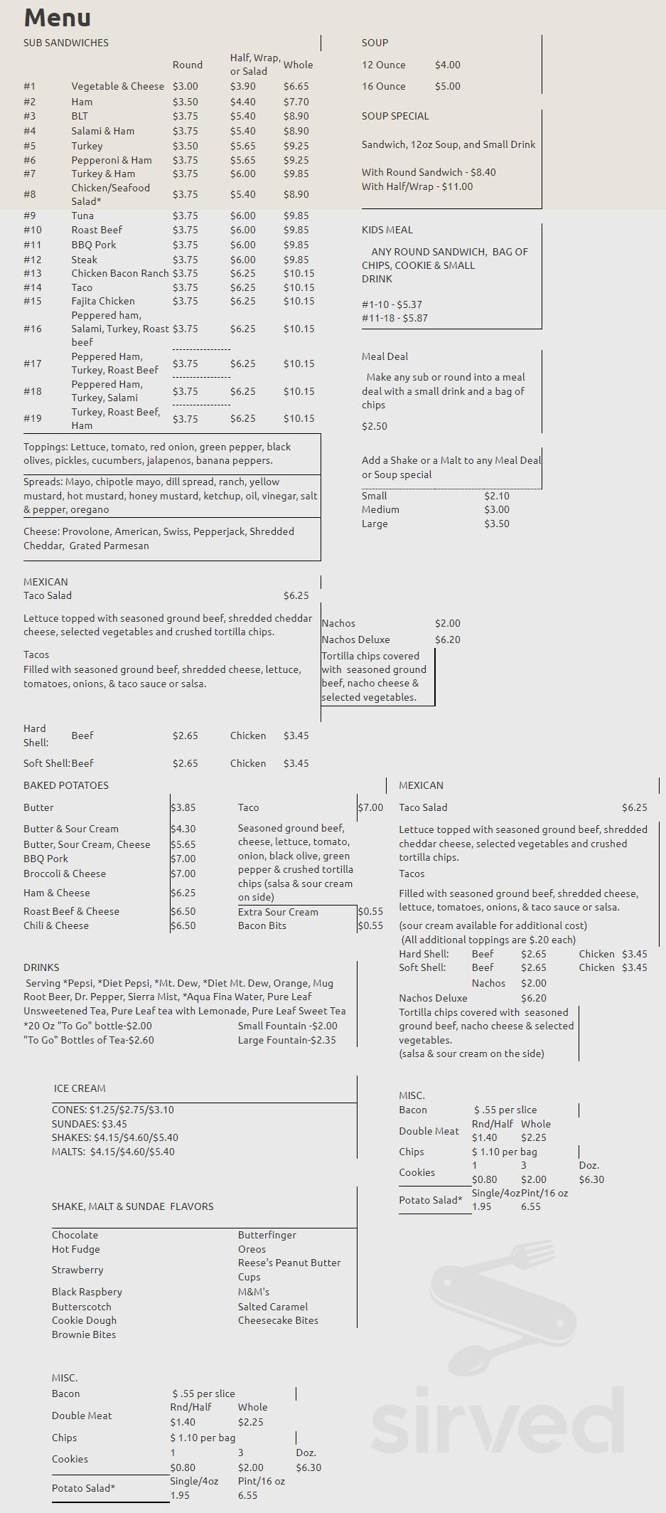 Olive That Deli menu in Manchester, Iowa, USA