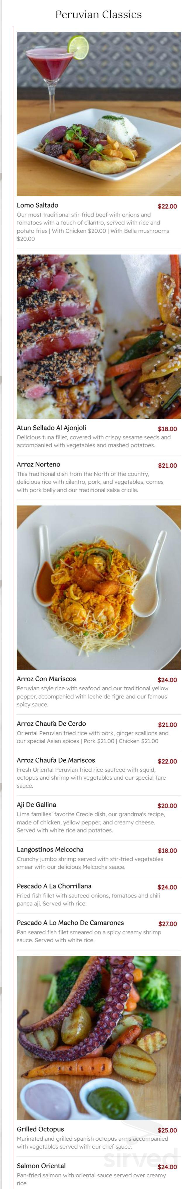 Menu - Des Moines IA's Panka Peruvian Restaurant | Sirved